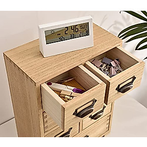 KIRIGEN Wooden Storage Cabinet Organizer Desktop Storage Drawers for Home Office Supplies Natural(4D6CG-NA)