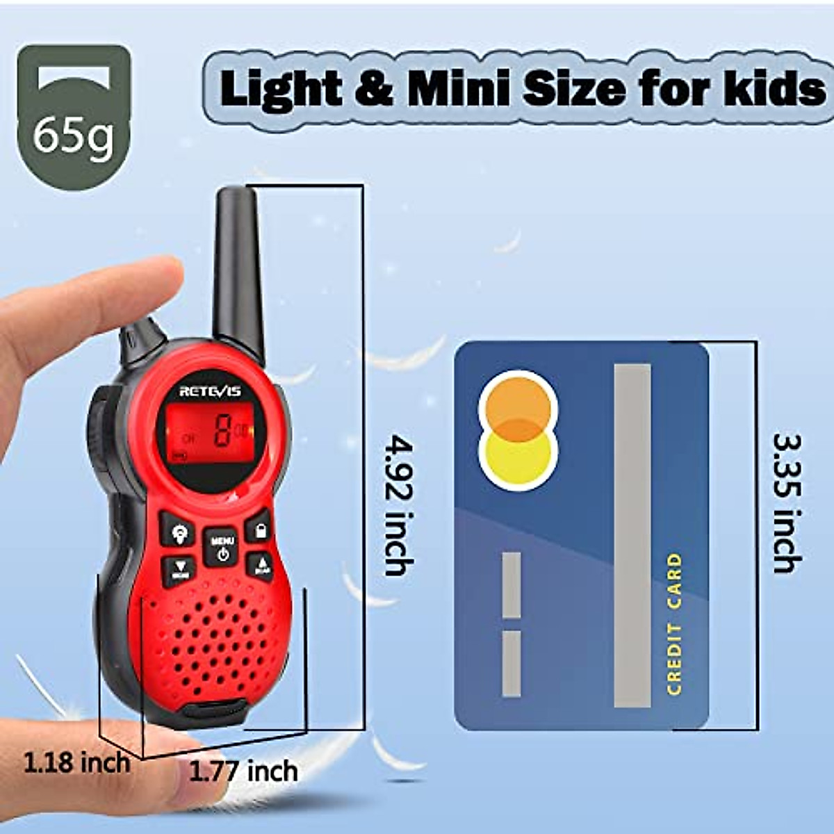 Retevis RT38 Walkie Talkies for Kids 2 Pack,Toy Walkie Talkie with 22 CH VOX USB Port Flashlight,Toy Walkie Talkie for 5-13 Boys Girls Outdoor Camping Games Indoor(Red)