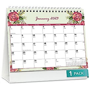 Zoe Deco 8x6 Inch 18-Month Standing Desk Calendar, Jul 2023 - Dec 2024 Tent Style Flip Calendar, Blossoms