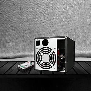 NAS Case 4-Bay K3 Chassis, AUDHEID New Network Storage Server, Compatible Flex PSU Mini-ITX, 4 x 2.5/3.5" Tray, Network Attached Storage Enclosure with 2 Front USB Ports and 1x12cm Chassis Fan