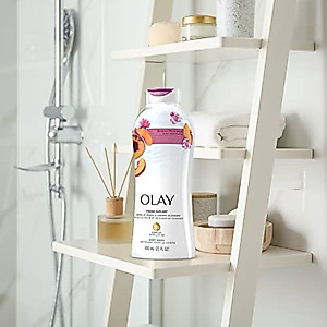 Olay Fresh Outlast Paraben Free Body Wash with Energizing Notes of Peach and Cherry Blossom, 22 fl oz, Pack of 4