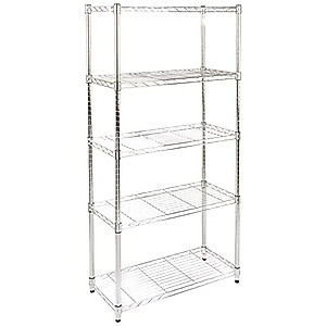 Amazon Basics 5-Shelf Adjustable, Heavy Duty Storage Shelving Unit (350 lbs loading capacity per shelf), Steel Organizer Wire Rack, Chrome (36L x 14W x 72H)
