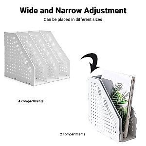 SAYEEC Desktop File Magazine Folder Holder 3 Section Plastic Hollow Documents Foldable Organizer File Cabinet Shelf Frames Dividers Rack Display and Storage