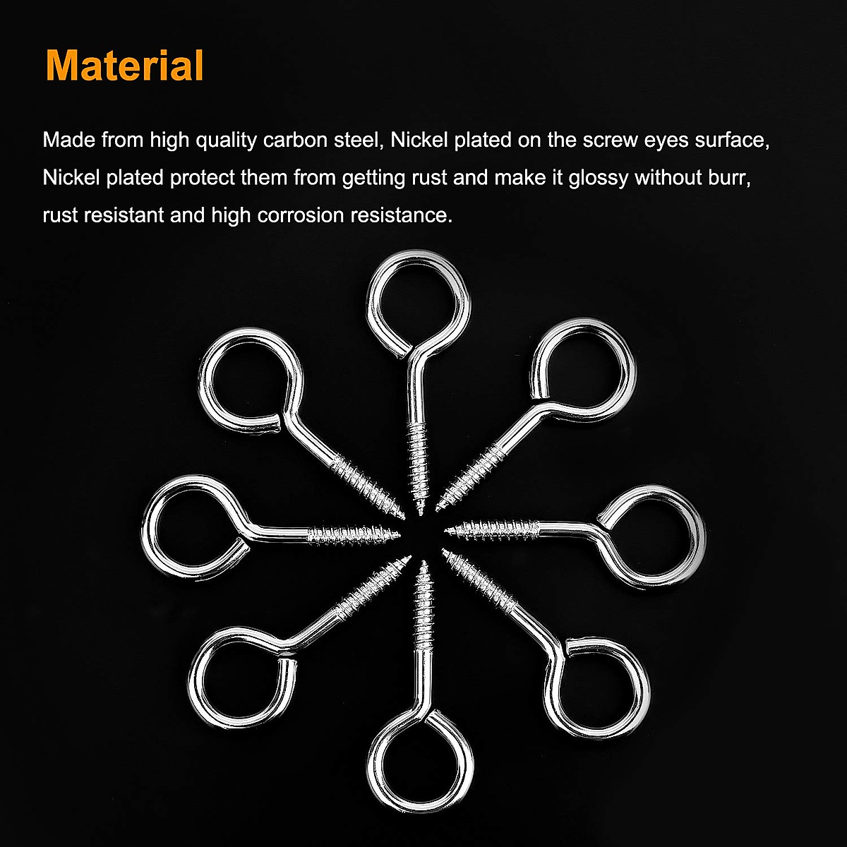 Powlankou 40 Pieces 2 inch Screw Eyes, Nickel Plated Steel Screw Eyes, Self Tapping Screw Hooks, Metal Eye Hooks, Eyelet Screws