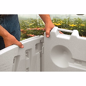 Rubbermaid Split-Lid Resin Weather Resistant Outdoor Storage Shed, Olive and Sandstone, for Garden/Backyard/Home/Pool