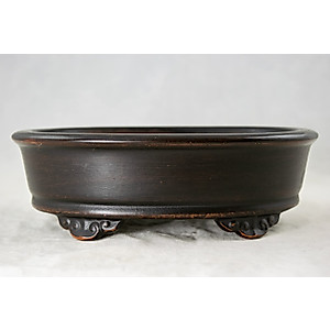 Vintage Oval Yixing Zisha Bonsai Pot, Cactus & Succulent Planter + Mesh - 8.25"x 6.25"x 2.5"