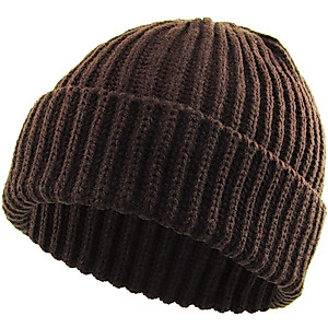 KBW-507 BRN Ribbed Knit Tie Dye Cuffed Beanie Thick Winter Ski Hat Skully Winter Warm Mens Womens Unisex