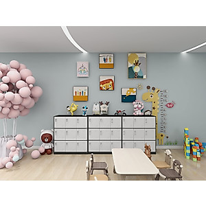 LINGZOE 9 Door Metal Storage Locker Cabinet for Employees，Steel Cabinet to Storage Toys, Shoes and Clothes，Locker Organizer for Gym Office Bedroom (Grey&White)