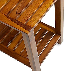 TeakCraft Teak Shower Bench 24 Inch For Bathroom, Spa - Fully Assembled, The Eske