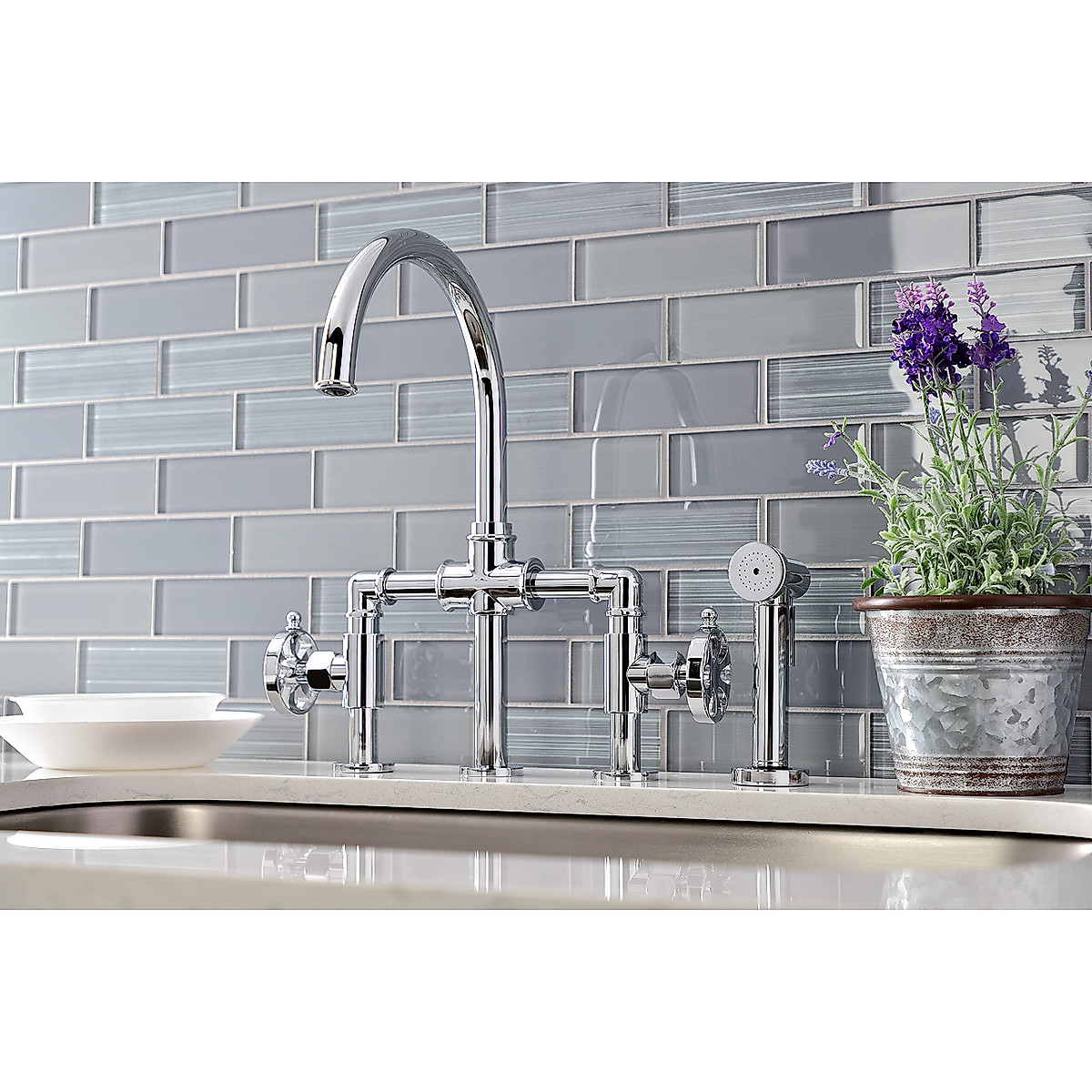 Kingston Brass KS2331RX Belknap Bridge Kitchen Faucet, Polished Chrome