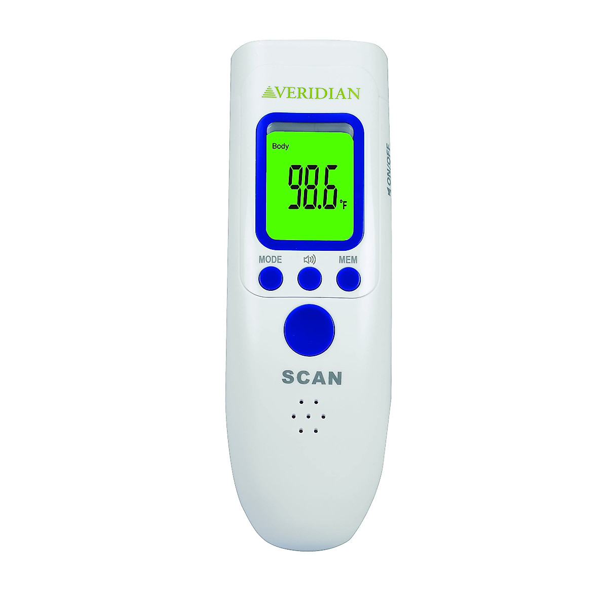 Veridian Healthcare Non-Contact Infrared Thermometer | For Children & Adults | Home Use With 3-Color Fever Alert Display | Instant Accurate Reading | Body, Object, Room, Fahrenheit/Celsius Measurement