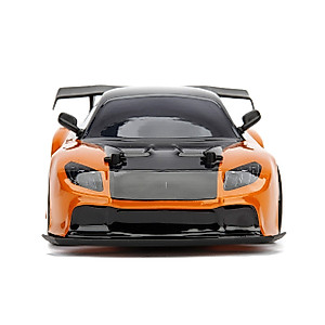 Jada Toys Fast & Furious Han’s Mazda RX-7 Drift RC Car, 1: 10 Scale 2.4Ghz Remote Control Orange & Black, Ready to Run, USB Charging (standard) (99700)