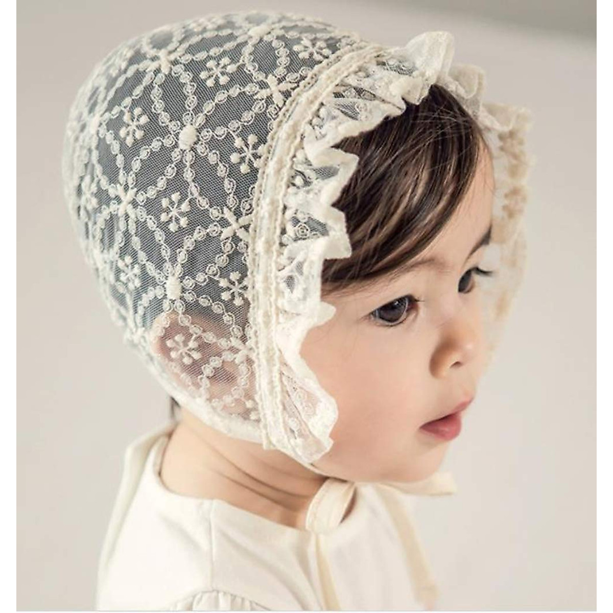 Baby Girl Toddlers Breathable Lacy Bonnet Eyelet Cotton Adjustable Sun Protection Hat