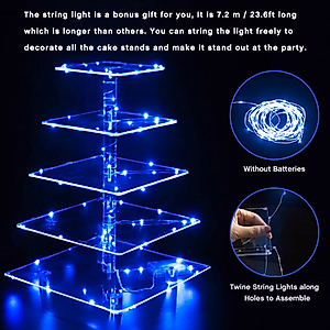 YestBuy 3 Tier Shelf Cake Pop Stand (Blue) + 5 TierPremium Cupcake Holder, Acrylic Cupcake Tower Display, Cady Bar Party Décor, Acrylic Display for Pastry Weddings, Birthday (Blue)