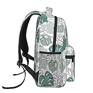 BoeHiop Abstract Monstera Leaves Plant Lightweight Laptop Backpack for Women Men College Bookbag Casual Daypack Travel Bag