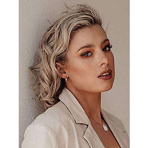 SWEETV 925 Sterling Silver Huggie Hoop Earrings for Women 15mm Small Lightweight Polished Hexagonal Hoops