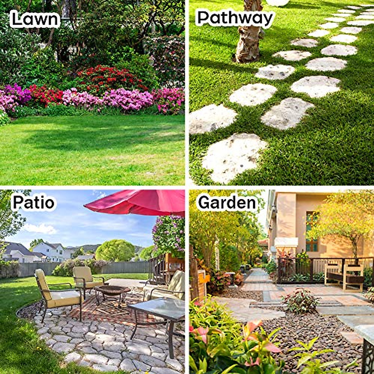 Bownew Garden Metal Solar Pathway Lights Outdoor Decorative Path Lights with Hanging Flower Lanterns for Patio and Yard - Set of 2