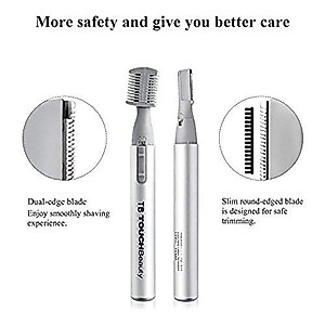 Touch Beauty Electric Facial Hair Trimmer Pen (Grey), with Eyebrow Touch-Up Set & Microblade