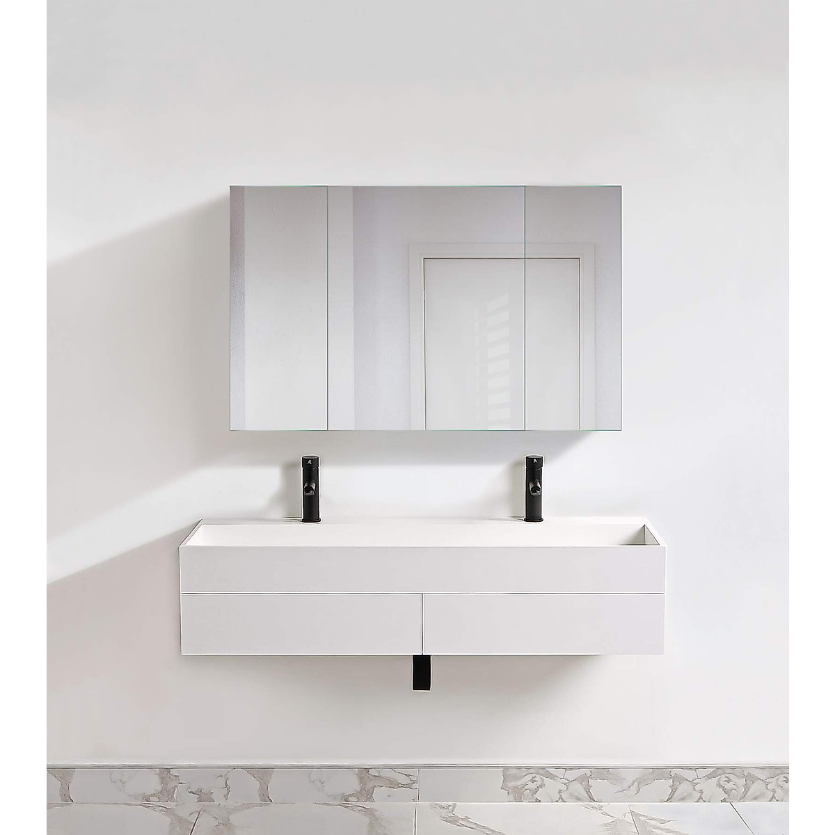 Krugg Medicine Cabinet | Recess or Surface Mount | Blum Hinge 170 Degree Soft Close | (48"x30")