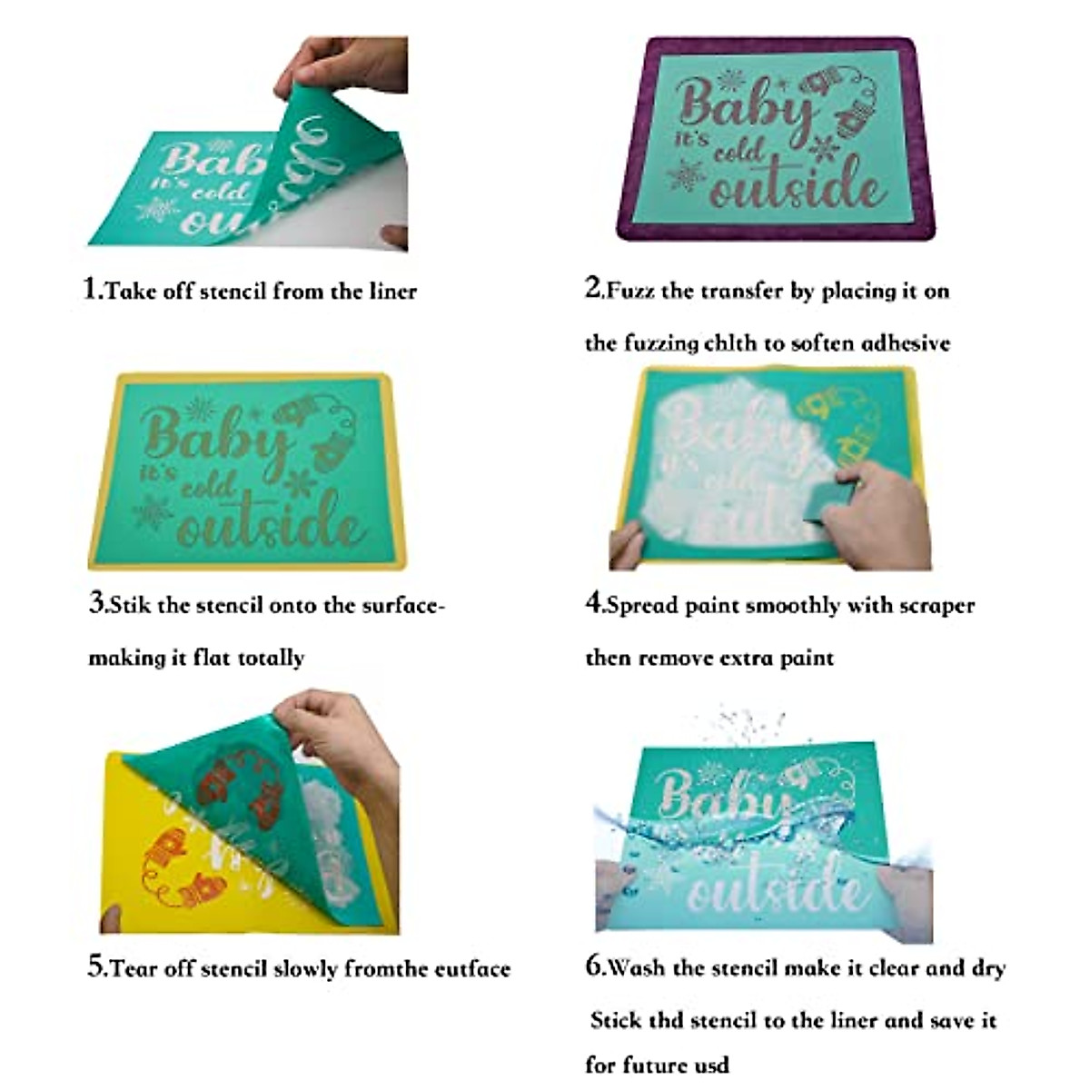 BOOLOOEN Silk Screen Stencils Self-adhesive Transfer Stencil Reusable Washable Mesh Stencil for Wood Fabric DIY Home Decor 8.5x11inch(love)