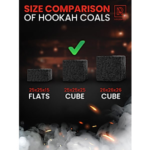 Hookah Coals Coconut Hookah Charcoal – 200 Count & 3 KG (6.6 lbs) – Value Pack Premium Quality 25mm (1x1x1 in) – 100% Natural Coconut Coals for Hookah Cubes – NOT Quick Light Charcoal Coco