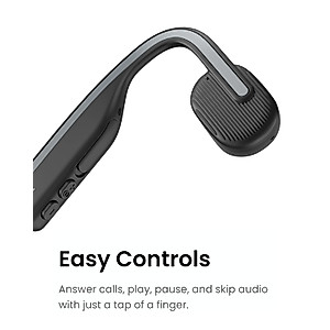 SHOKZ OpenMove - Open-Ear Bluetooth Sport Headphones - Bone Conduction Wireless Earphones - Sweatproof for Running and Workouts, with Sticker Pack (Grey) (Renewed)