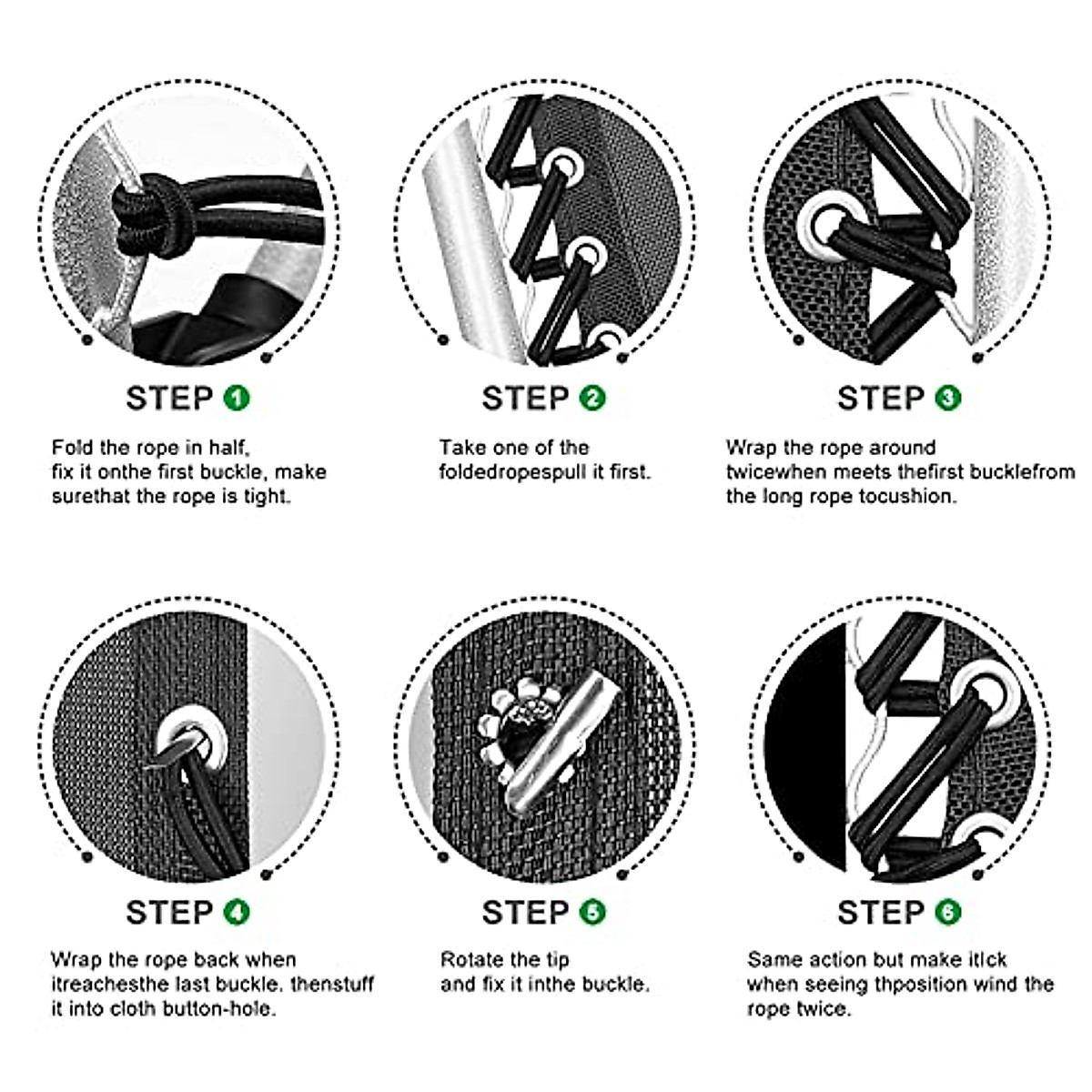 Gosundv 4Pcs Chair Replacement Cord, Lounge Chair, Recliner Repair Cords Bungee Elastic Lawn Chair Cord, Recliners for Outdoor, Lounge Chair Brown