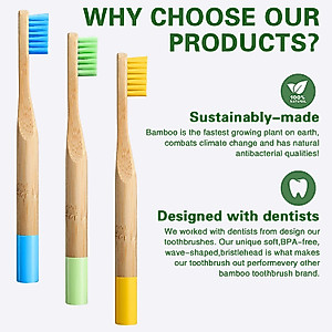 DYKL 10Pack Adult Kids Bamboo Toothbrushes/BPA Free Soft Bristles Toothbrushes | Natural Eco Friendly Biodegradable Charcoal Wood Tooth Brushes, Compostable 100% Organic Charcoal Wooden toothbrushes.