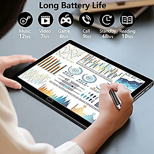 2023 Newest Android 11.0 Tablet, 2 in 1 Tablet 10.1 Inch, 4G Cellular Tablet with Keyboard, 64GB ROM + 4GB RAM, Octa-Core Processor, 2 Sim Slot, 13MP Camera, GPS/ WIFI/ Bluetooth/ Mouse/ Stylus(Black)