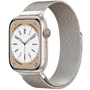 Original Stainless Steel Milanese Loop Compatible with Apple Watch Band 38mm 40mm 41mm 42mm 44mm 45mm 49mm, Magnetic Clasp Replacement Band for iwatch Series Ultra SE 8 7 6 5 4 3 2 1, Women & Men Watch Strap for iWatch (Starlight, 41mm/40mm/38mm)