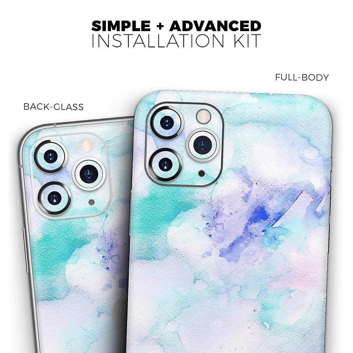 Design Skinz Mint 9 Absorbed Watercolor Texture - DesignSkinz Protective Vinyl Decal Wrap Skin Cover Compatible with The Apple iPhone XR (Full-Body, Screen Trim & Back Glass Skin)