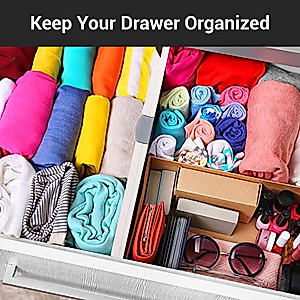 COSICS 6Packs 15-21 Inch Expandable Drawer Organizers with Snap, Plastic Adjustable Drawers Dividers for Clothing, Kitchen Utensils, Dresser Separators for Bedroom, Bathroom, Office, Book Shelf