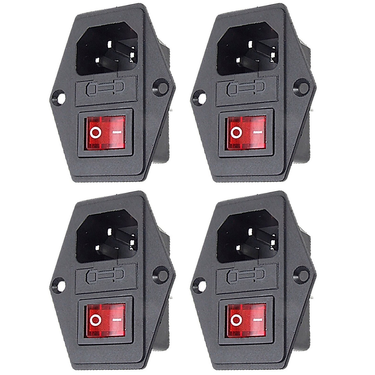 CESS AC Power Socket Inlet Module, 4 Pack, 10A 250V, Male Plug with Fuse Switch