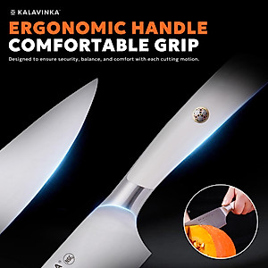 KALAVINKA Premium 2PC Knife Set 8" Chef’s Knife & 3.5" Paring Knife – Sharp, Versatile, and Durable German Steel Knives in Gift Box for Professional Cooks, Home Chefs, and Special Occasions (SAMJNA)