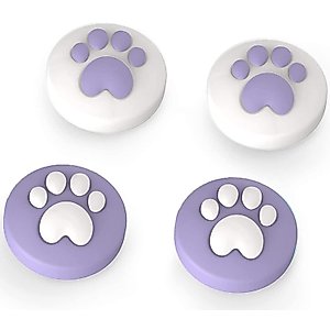 Thumb Grip Joystick Caps for Nintendo Switch/OLED/Lite Console, Cute Cat Paw Shape Kawaii Silicone Joystick Cover Replacement Thumb Grip Covers for Joycon Switch Controller - Purple, 4PCS