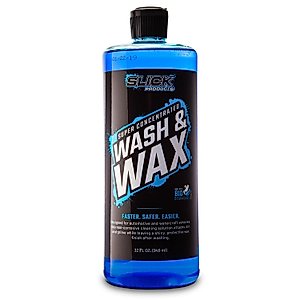 Slick Products Wash & Wax Extra Thick Foaming Cleaning Solution Motorcycle, Truck, Trailer, Boat, Car Wash Soap - Works With Foam Cannon, Foam Gun, Sprayers, Buckets, 32 oz., Tropical Scent