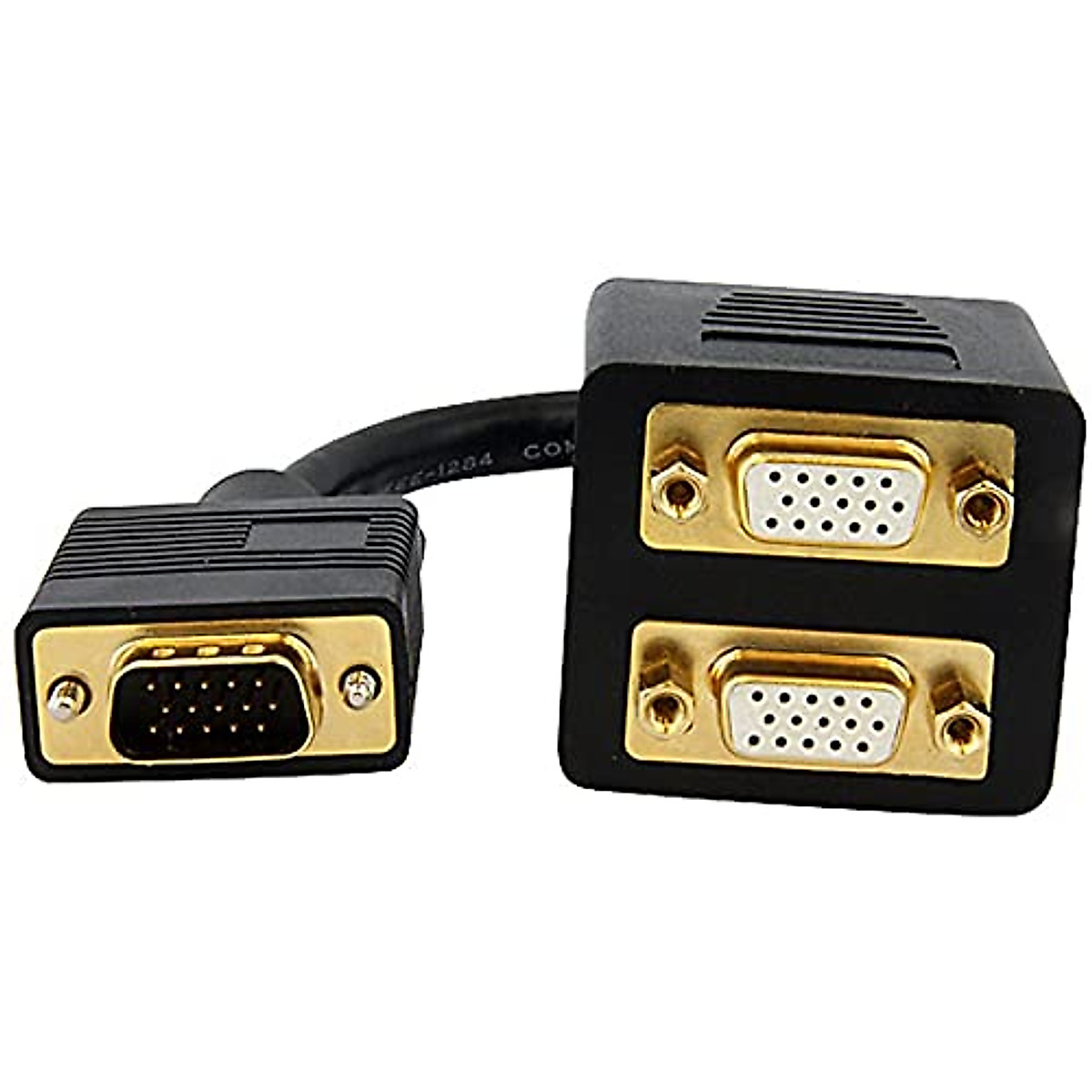 StarTech.com 1 ft. VGA to VGA Splitter Cable - M/F Dual Monitor Video Cable Splitter (VGASPL1VV) Black