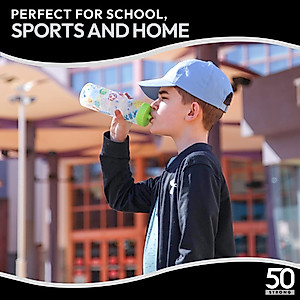 Kids Sports Squeeze Water Bottle 2 Pack - 22 oz. BPA Free Sport Bottle W/ Easy Open Push/Pull Cap - Durable Bottles Perfect for Boys & Girls, School & Sports - Made in USA (Video Games & Soccer)