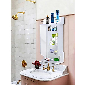 Well Set Medicine Cabinet with Mirror, Wall Mounted Bathroom Storage Cabinet Mirror Door & 2 Open Shelves, Adjustable Shelves, Mirrored Bathroom Wall Cabinet 21 x 5 x 12 Inches