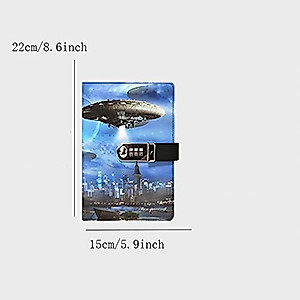 Notebooks A5 Notebook Horizontal Line Inside Page Journal Planner Writing Travel Diary Password with Digital Password 260 Pages Journal Diary (Color : Blue)