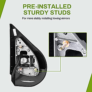 AUTOSAVER88 Towing Mirrors Compatible with 2007-2014 Chevy Silverado Tahoe Suburban, GMC Sierra Yukon, Switchback LED Tube Turn Signal Light Power Heated Telescoping Tow Mirrors Pair Set-Chrome