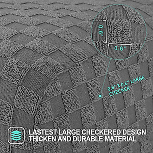 YEMYHOM Additional Recliner Console Cover for Couch with Cup Holder and Storage, Latest Jacquard Middle Reclining Console Slipcover Fitted Furniture Protector with Elastic Bottom (Light Gray)