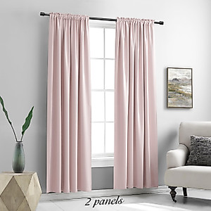 Blush Pink Curtains 80 Inches Long - 2 Panels Blackout Curtain Panels/Drapes for Girls Kids Bedroom Decor - Baby Pink Room Darkening Thermal Insulated for Baby Nursery W 52" x L 80"