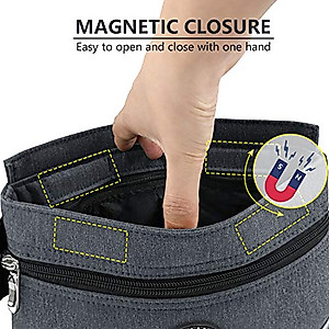 Viklluyr Dog Treat Pouch Bag with Magnetic Closure, 2 Zip Pockets, Dog Food Bag with Removable Inner Pocket, Padded Shoulder Strap, Perfect Food Bag for Agility Training - Including Carabiner