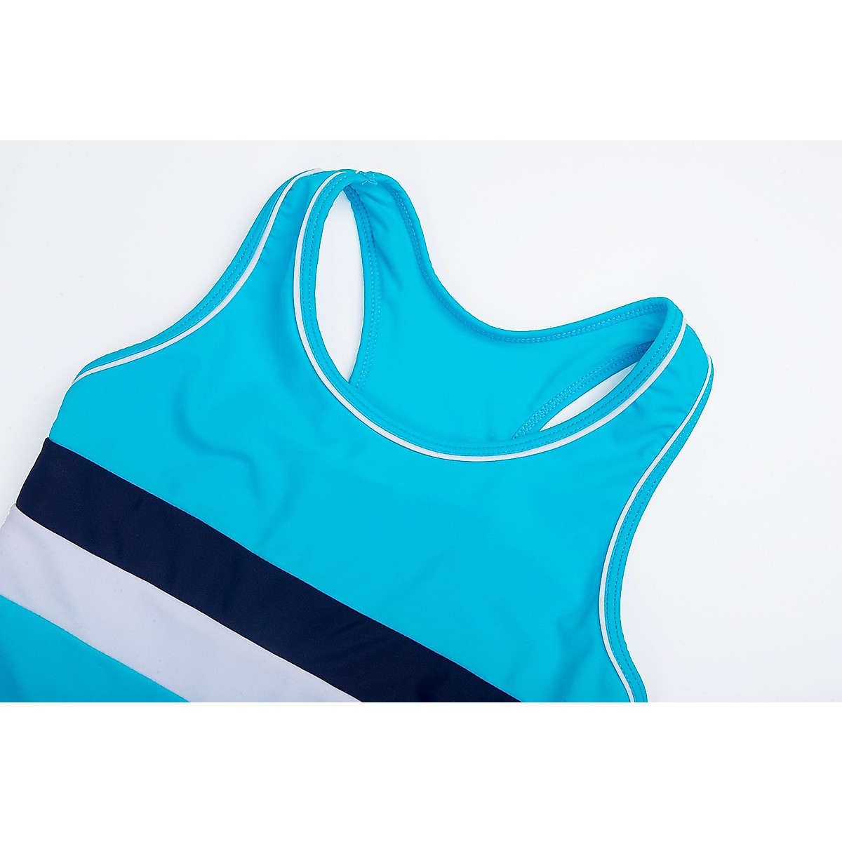 KABETY Little Girls Summer Two Piece Boyshort Fashion Tankini Swimsuit (Blue, 10-11=3XL)