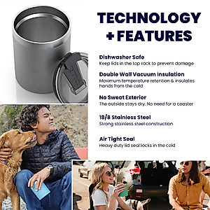 RTIC Lowball Tumbler with Splash Proof Lid, 12 oz, Navy, Insulated Travel Stainless Steel Coffee Mug, Sweat Proof, Keeps Hot & Cold Longer