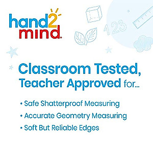 hand2mind 12"(1/16") Plastic Safe-T Ruler, Clear Rulers for Kids, Flexible Ruler, Rulers for School, Unbreakable Rulers, Straight Edge Ruler, Classroom Supplies (Pack of 24)