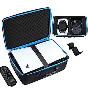 Migitec Hard-Shell Travel Case Compatible with PS5, Protective Carrying Case Holds Playstation 5 Console, Wireless DualSense Controllers, Original Base, Cables and Other Accessories