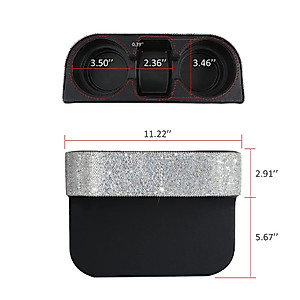 Drink Holder Console Side Pocket,Auto Front Seat Organizer Car Console and Seat Gap Cup/Mobile Phone Holder Storage Box,Large Capacity with 3 Cup Holders,1 - Pack