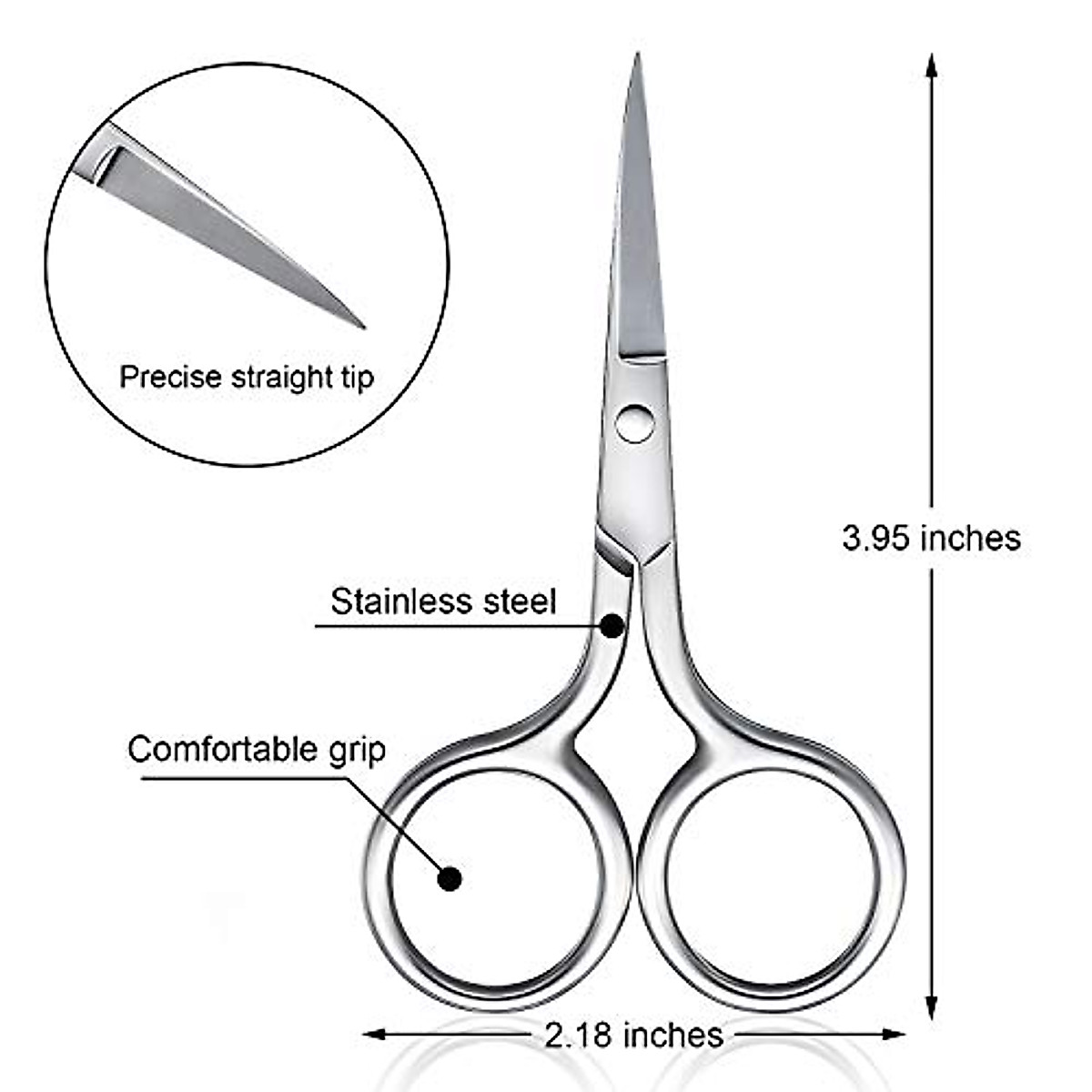 3 Pack Small Nose Scissors Facial Hair Scissors Mini Beauty Scissors Stainless Steel Trimming Pointed Scissor for Grooming Eyebrows, Nose, Mustache, Beard